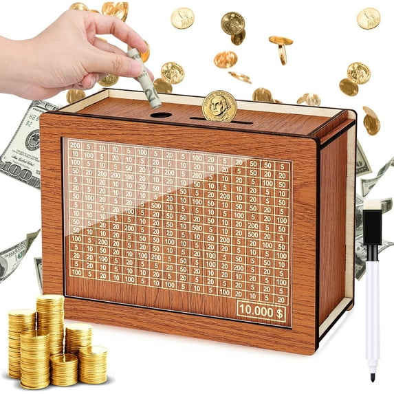 Cash Vault Wooden Savings Box, The Cash Vault Money Saving Box with ...