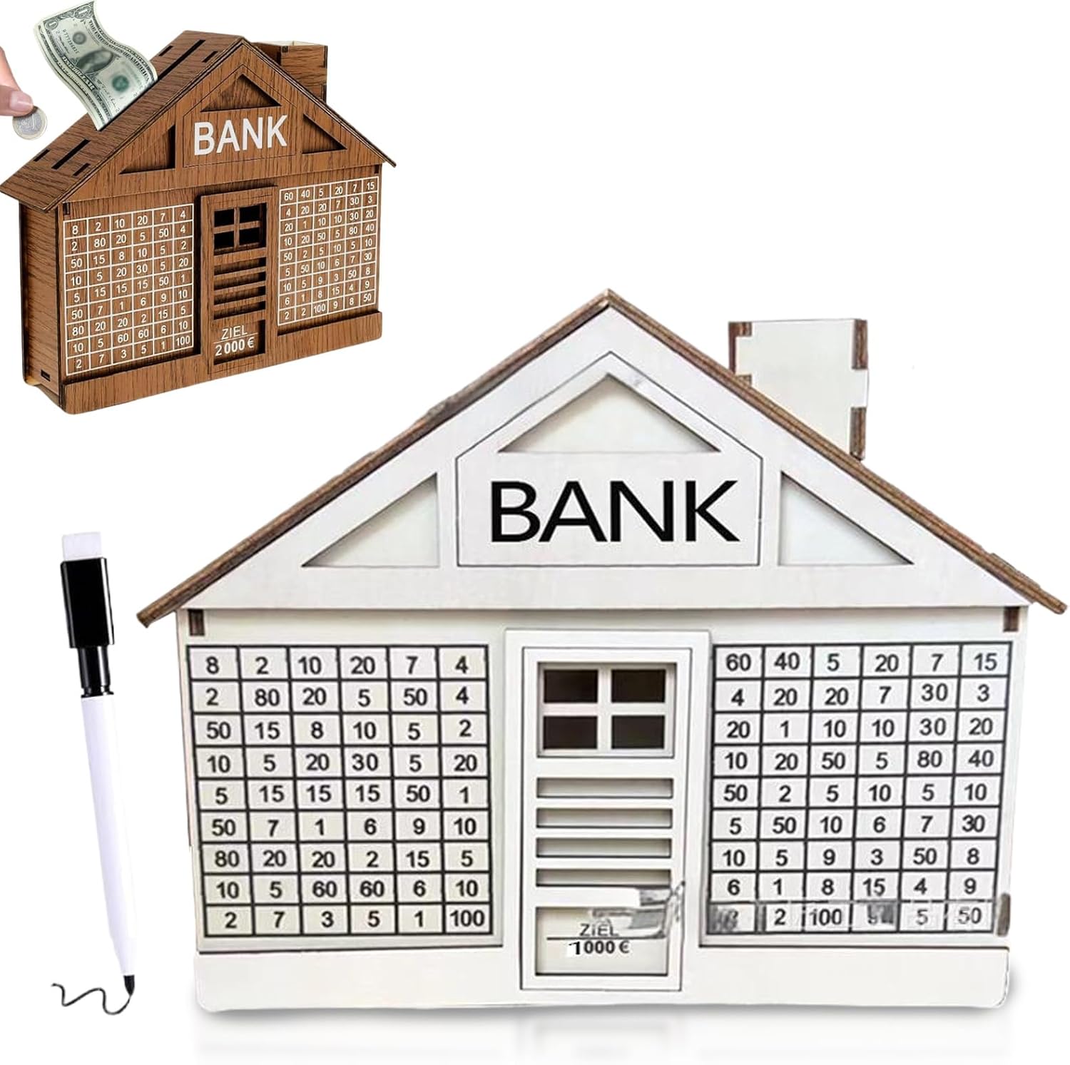 Cash Vault Wooden Savings Box with Coin Counter, 10,000 Savings ...