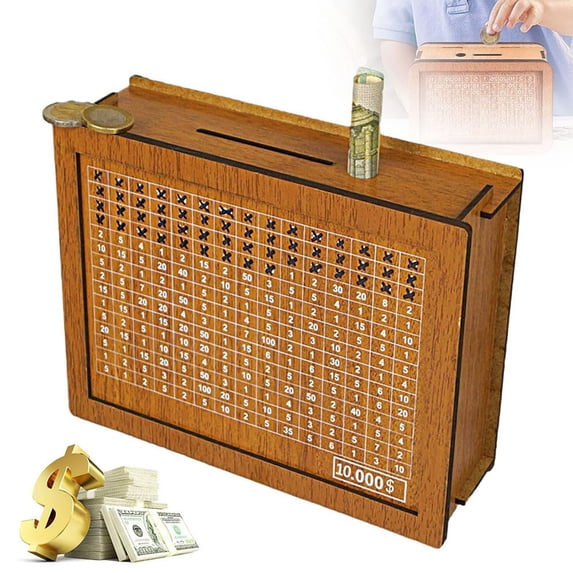 Cash Vault Wooden Savings Box , Coin Counter Piggy Bank with Money ...