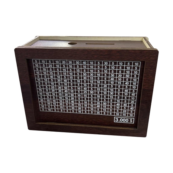 Cash Vault Wooden Savings Box Dollars, Money Saving Box with Numbers ...