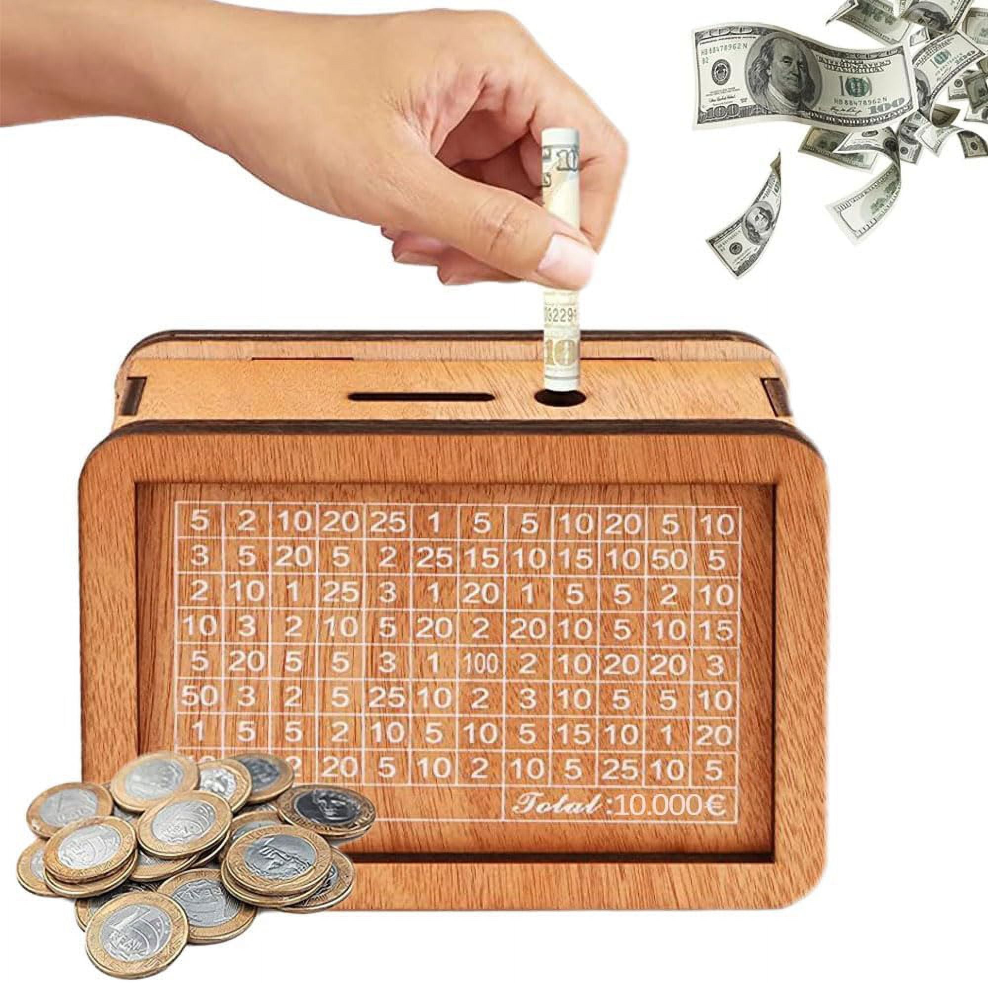Cash Vault Wooden Savings Box, New Wooden Cash Saver Money Box, Cash ...