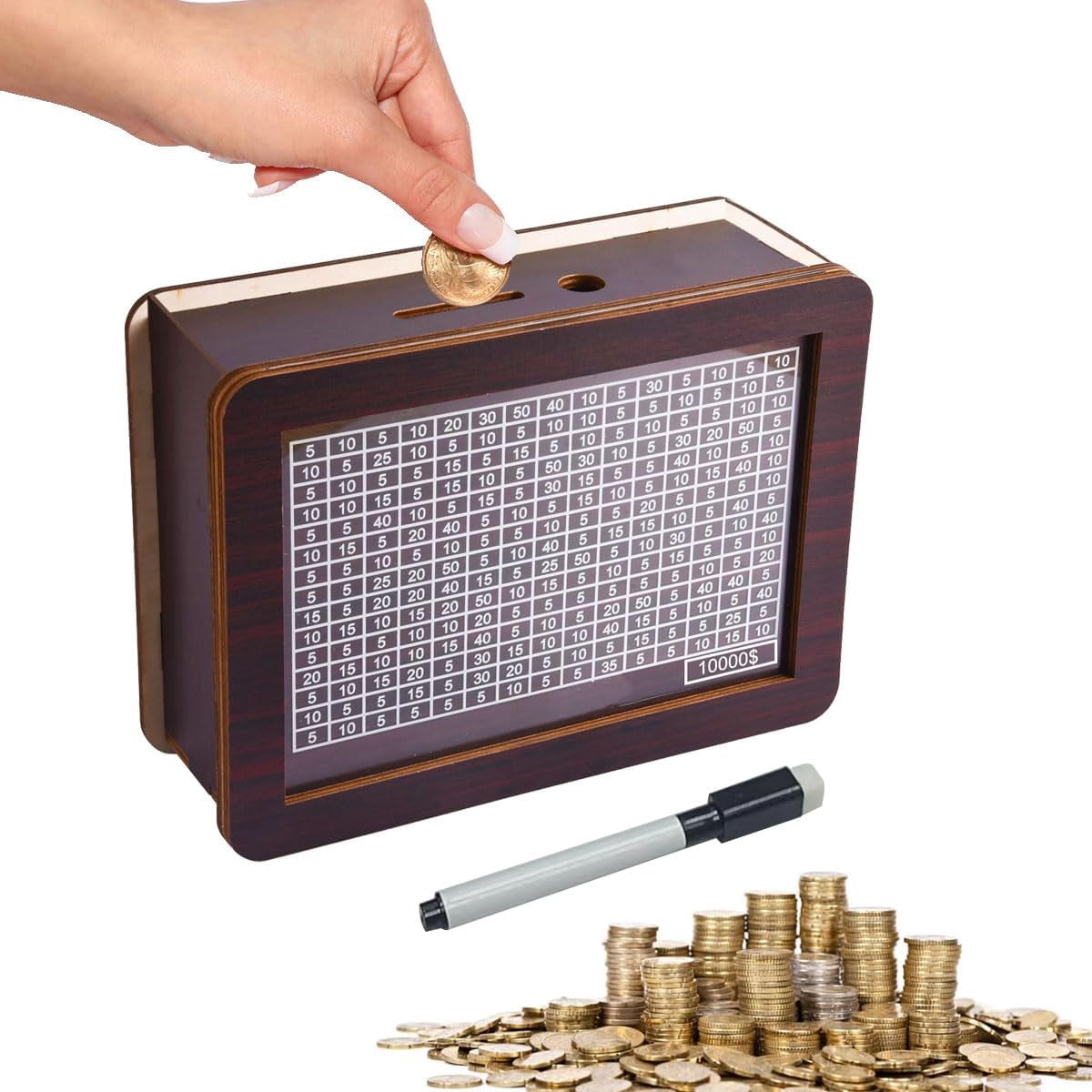 Cash Vault Wooden Savings Box，Retro Cash Savings Box, Wooden Savings ...
