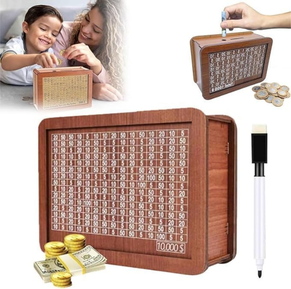 Cash Vault Wooden Savings Box, Reusable Retro Wooden Money Box, Money ...