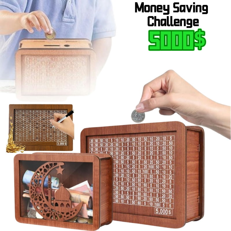 Cash Vault Wooden Savings Box , Save Money Challenge Book, Wooden ...