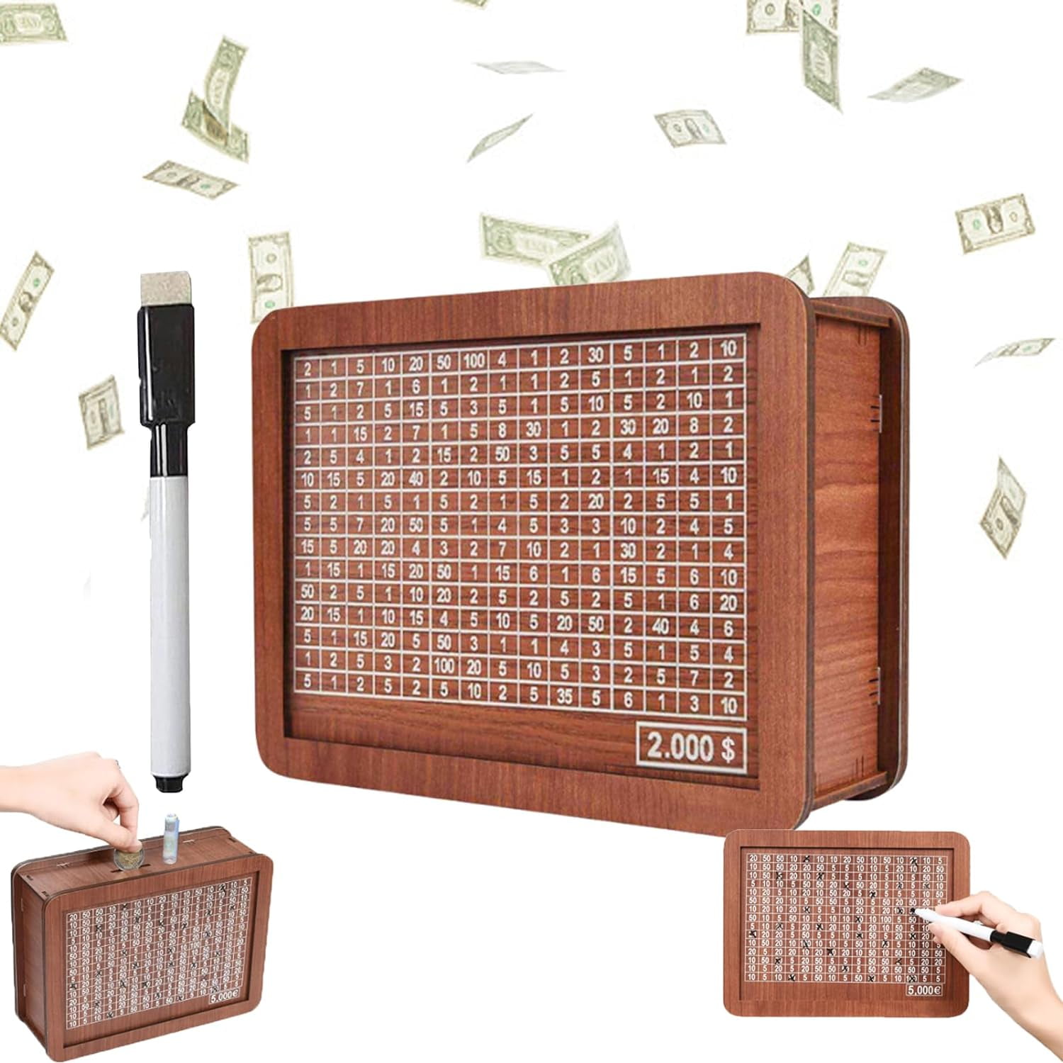 Cash Vault Wooden Savings Box, Wooden Cash Saver Money Box, Coin ...