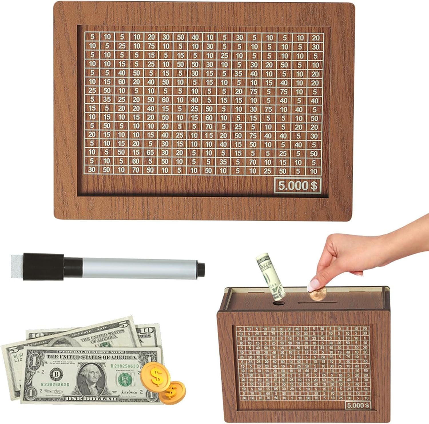 Cash Vault Wooden Savings Box , Smash Box for Money, Wooden Coin Bank ...