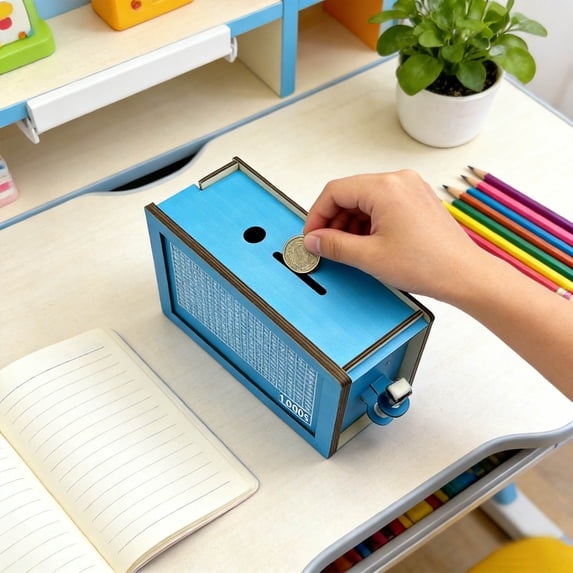 Cash Vault Wooden Savings Box, Wooden Money Box, Coin Counter Piggy ...