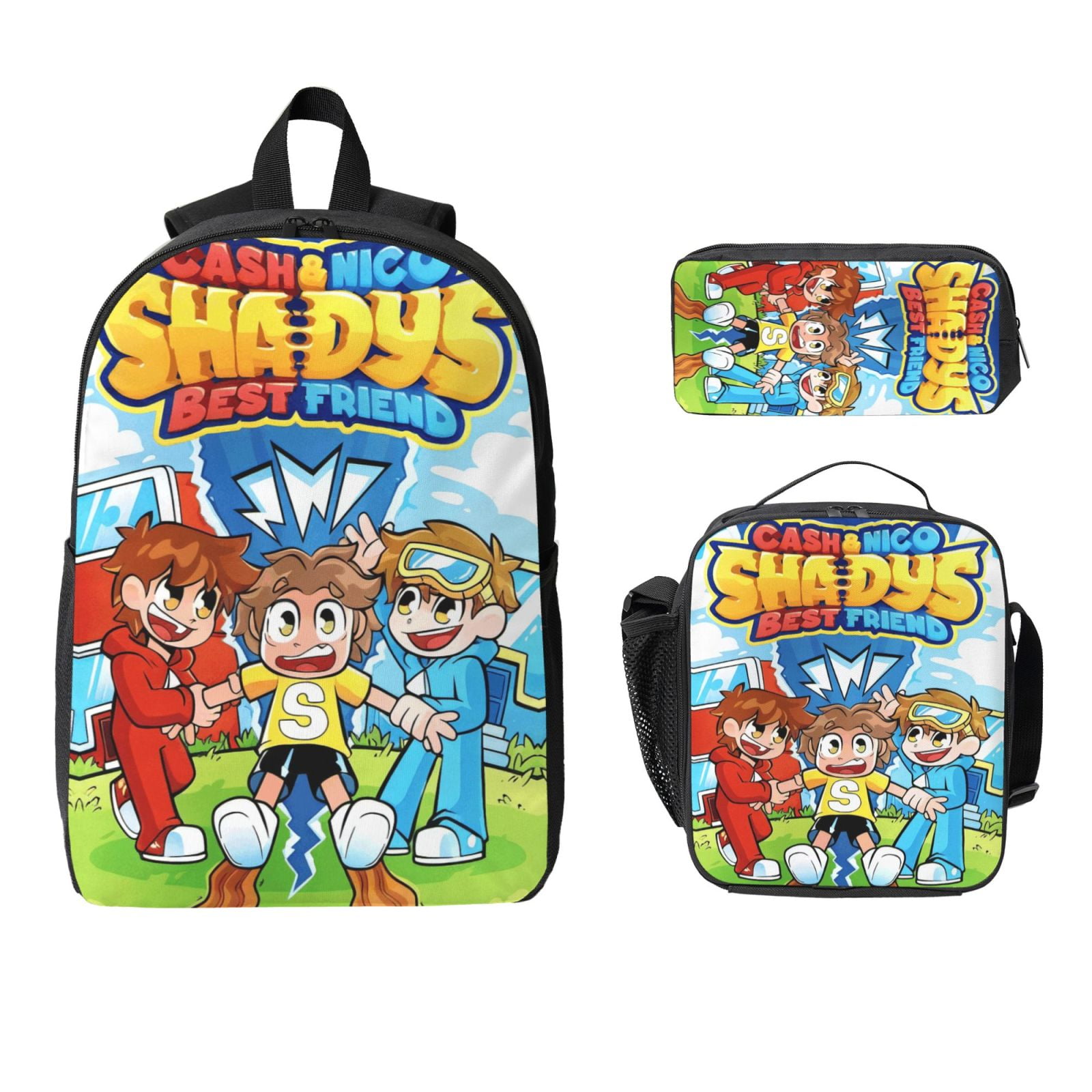 Cash and Nico Backpacks with Lunch Box Pencil Case Travel Laptop Bag 3 ...