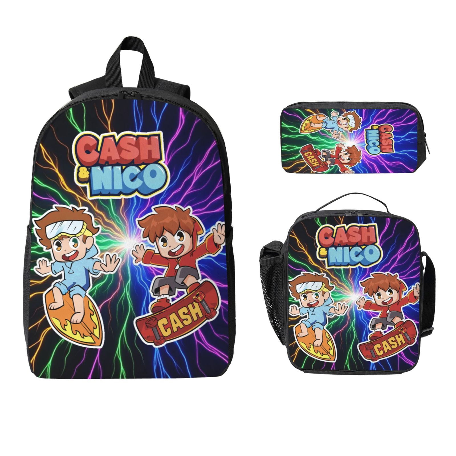 Cash and Nico Backpacks with Lunch Box Pencil Case Travel Laptop Bag 3 ...