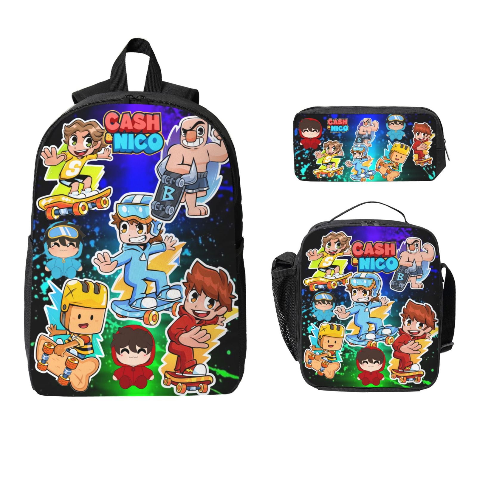 Cash and Nico Backpacks with Lunch Box Pencil Case Travel Laptop Bag 3 ...