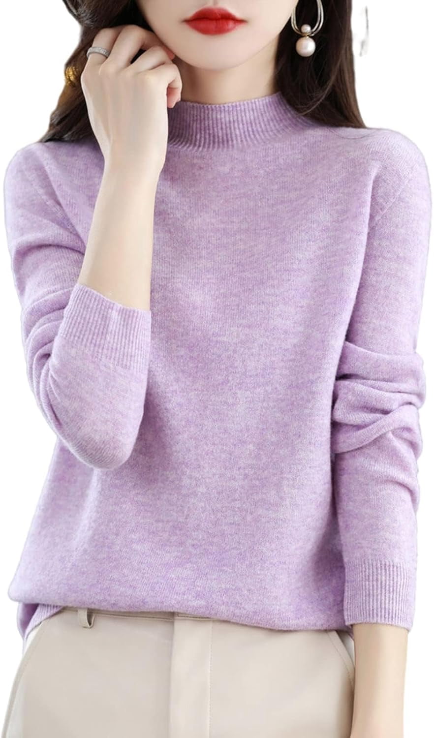 Cash-mere Sweaters for Women, 100% Cash-mere Half Turtleneck Solid ...