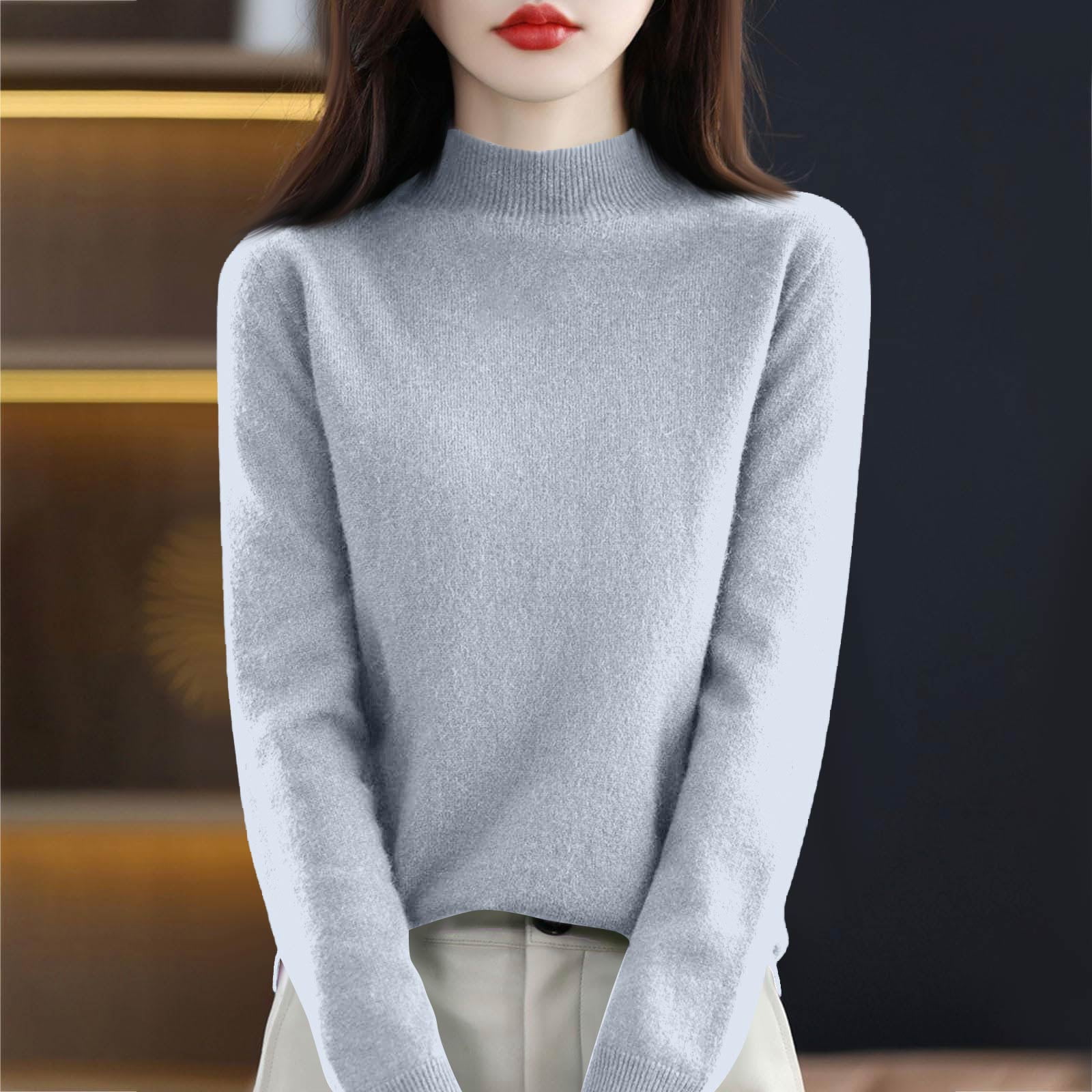 Cash-mere Sweaters for Women Lightweight Turtleneck Sweater Soft Cozy ...