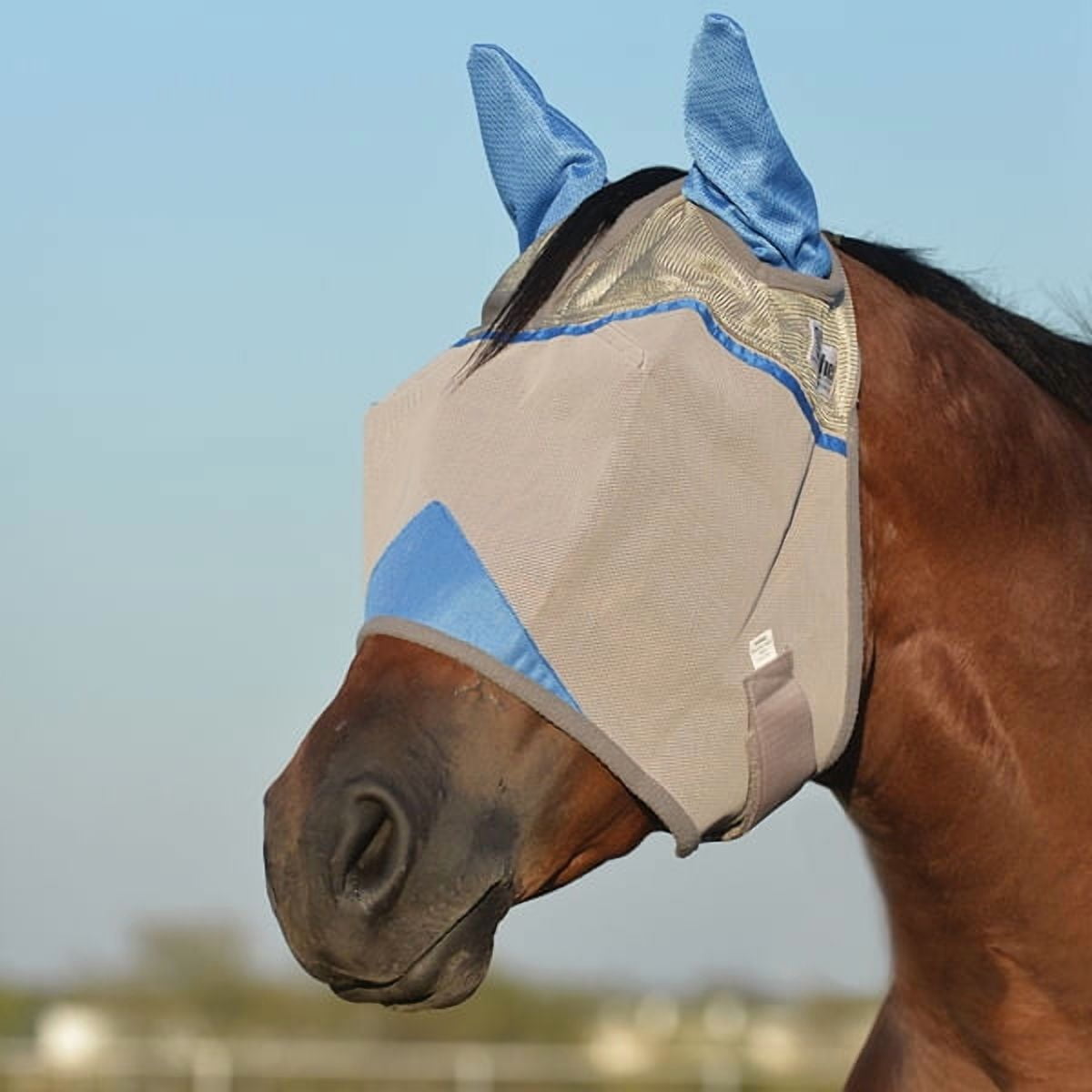 Cashel Crusader Sun Fly Mask & 70% UV Protection Ears | Blue ...