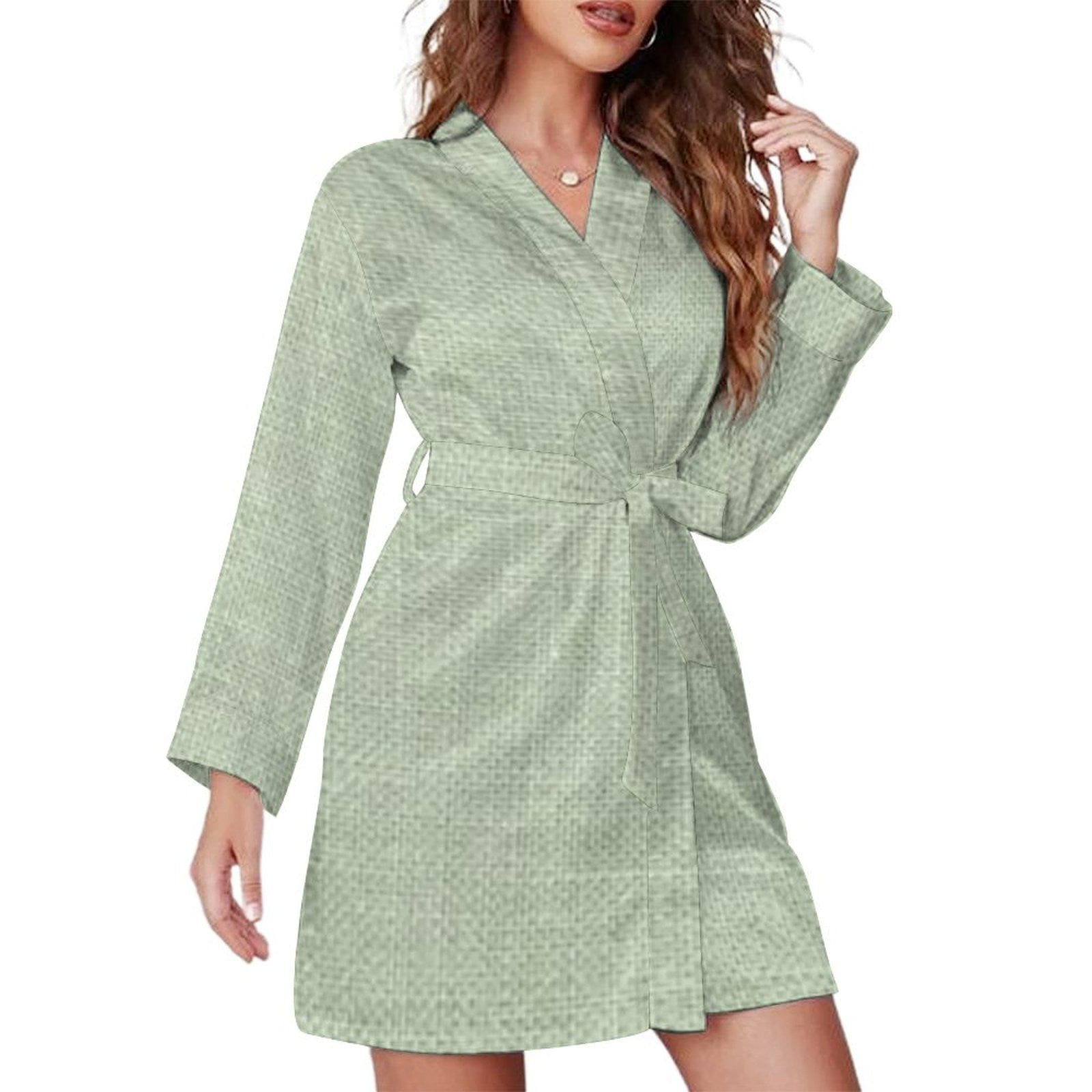 Cashel Linen Mint Green Night Robe Long Sleeve V Neck Robe With Belt ...