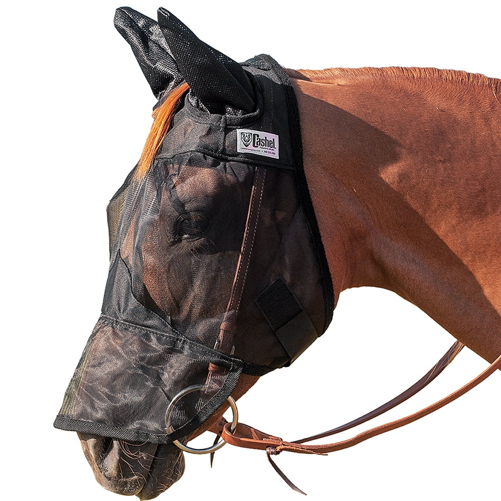 Cashel Quiet-Ride Sheer Horse Fly Mask with Extended Nose and Ear ...