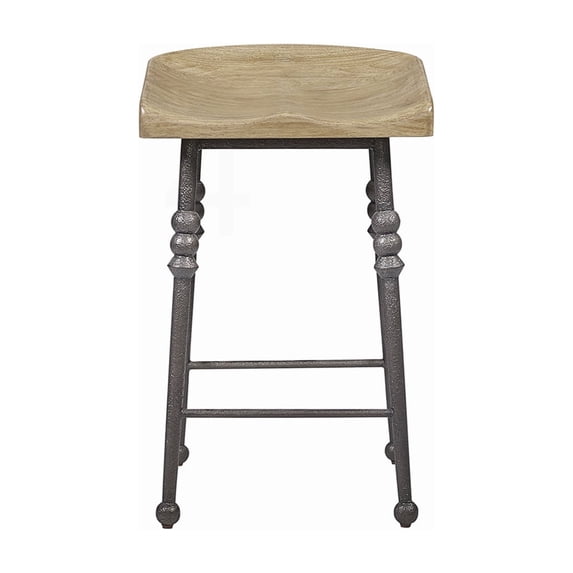 Cashew Finish Counter Stool, Ergonomic Saddle Design with Sturdy Metal ...