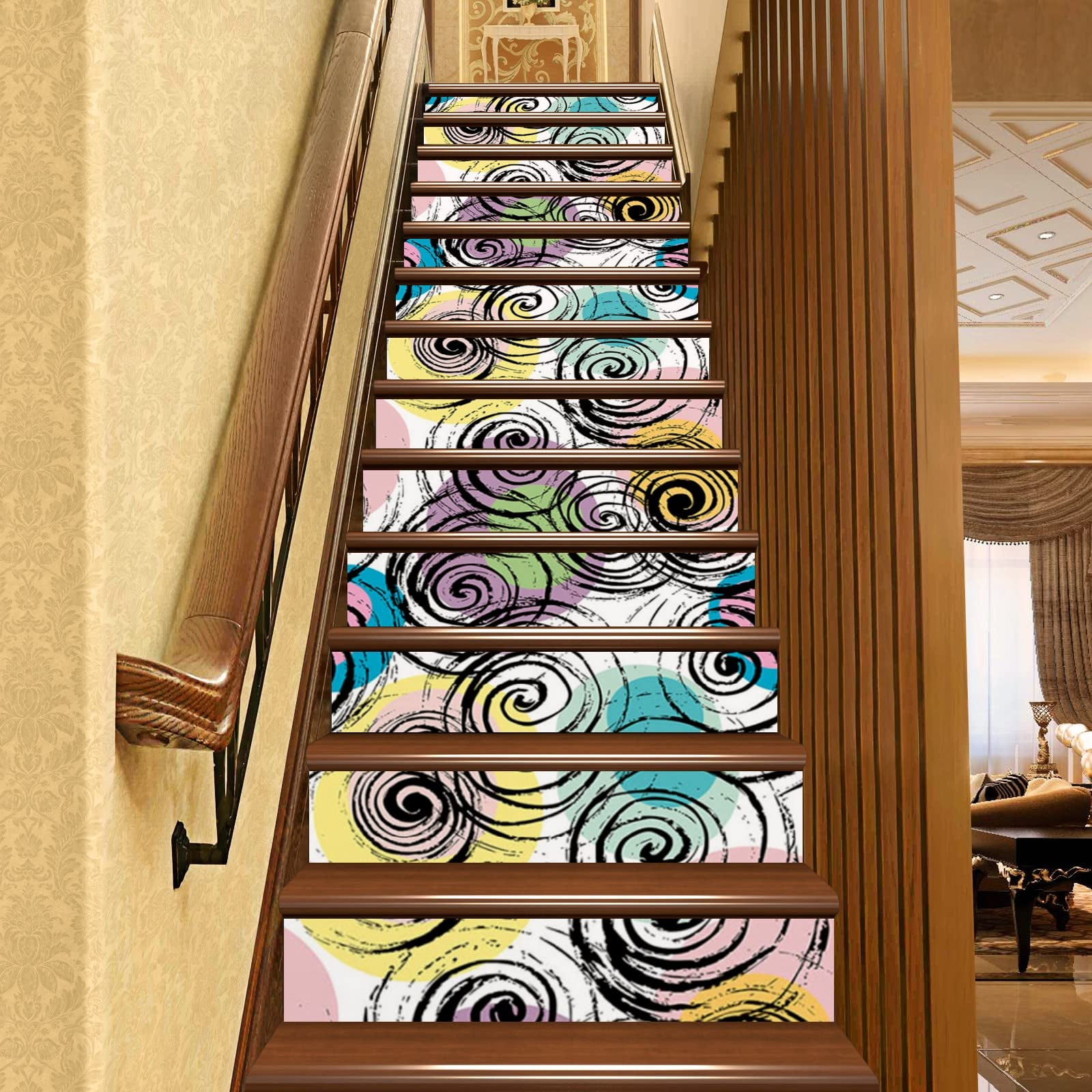 Cashew Flowers Stair Stickers Abstract Art Stairs Riser Decals Self ...