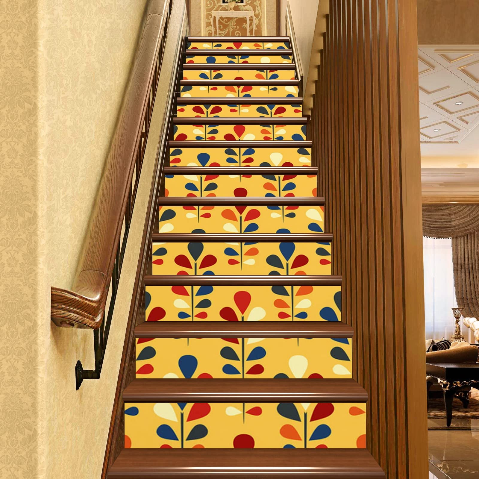 Cashew Flowers Stair Stickers Abstract Art Stairs Riser Decals Self ...