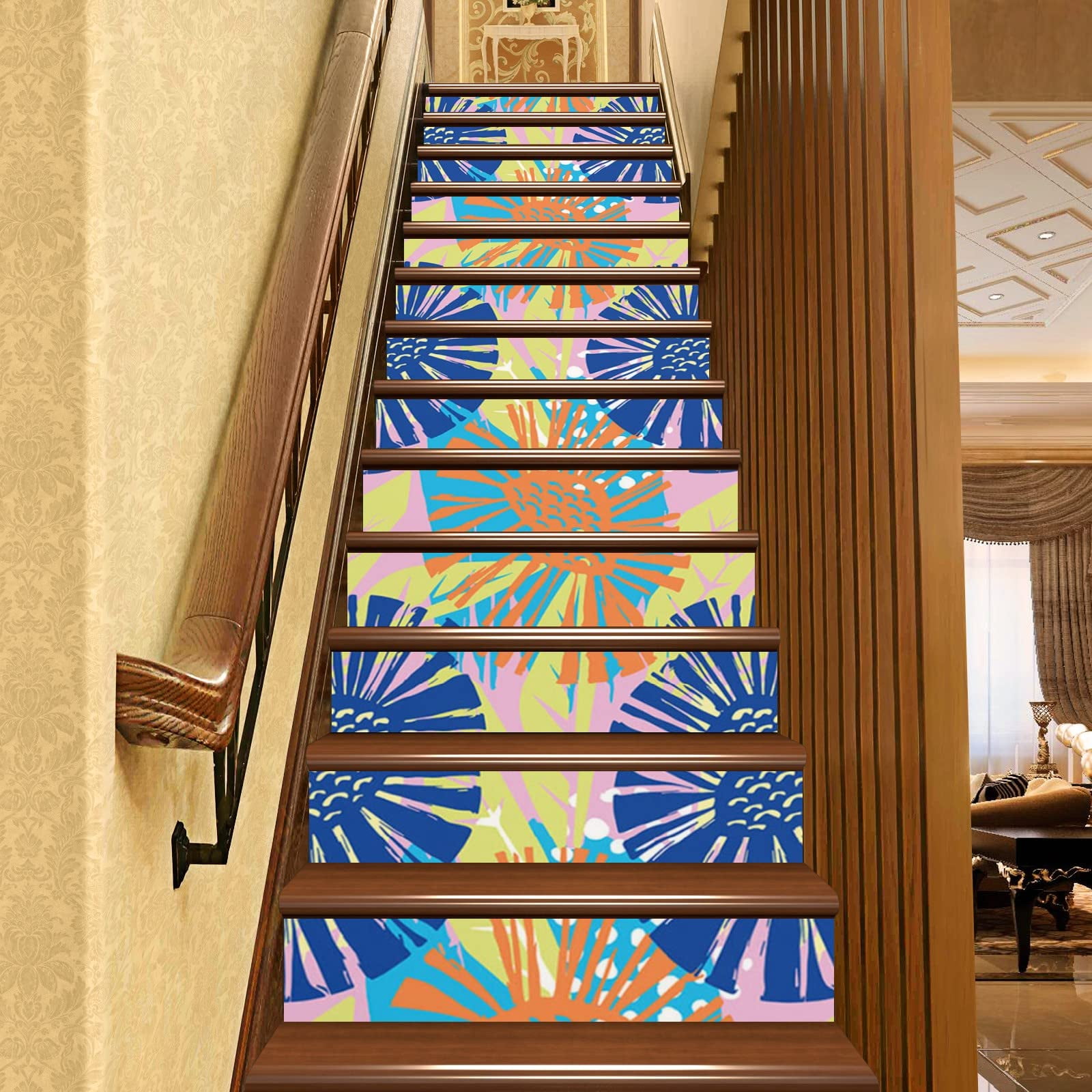 Cashew Flowers Stair Stickers Abstract Art Stairs Riser Decals Self ...