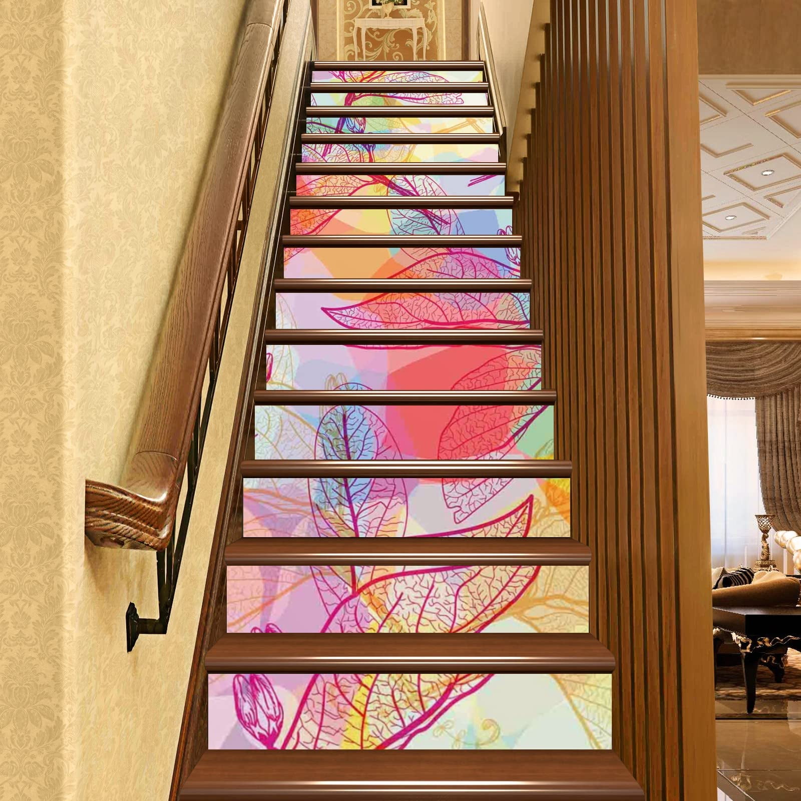Cashew Flowers Stair Stickers Abstract Art Stairs Riser Decals Self ...