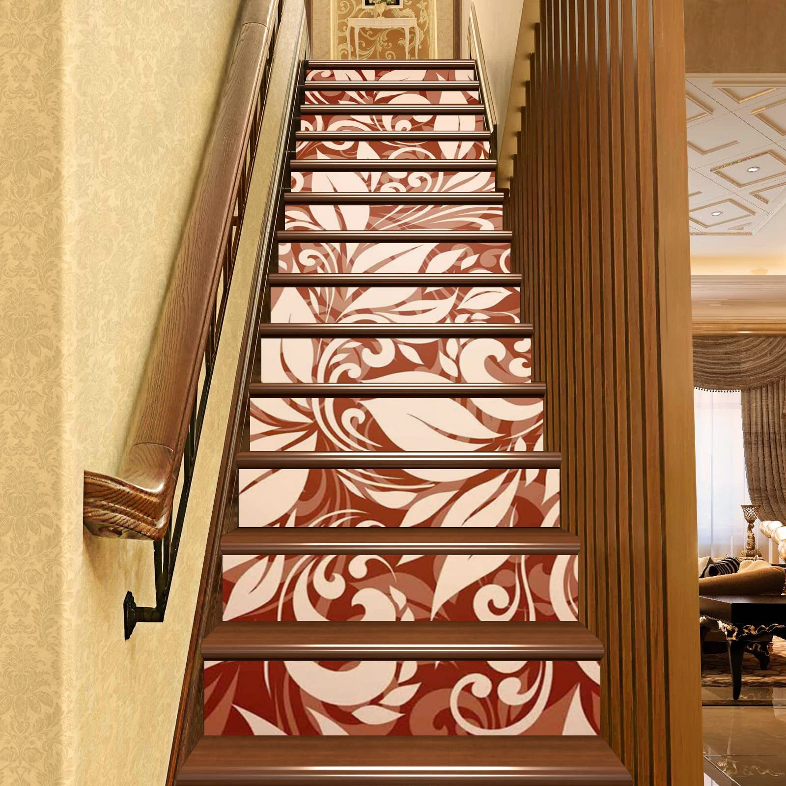 Cashew Flowers Stair Stickers Abstract Art Stairs Riser Decals Self ...