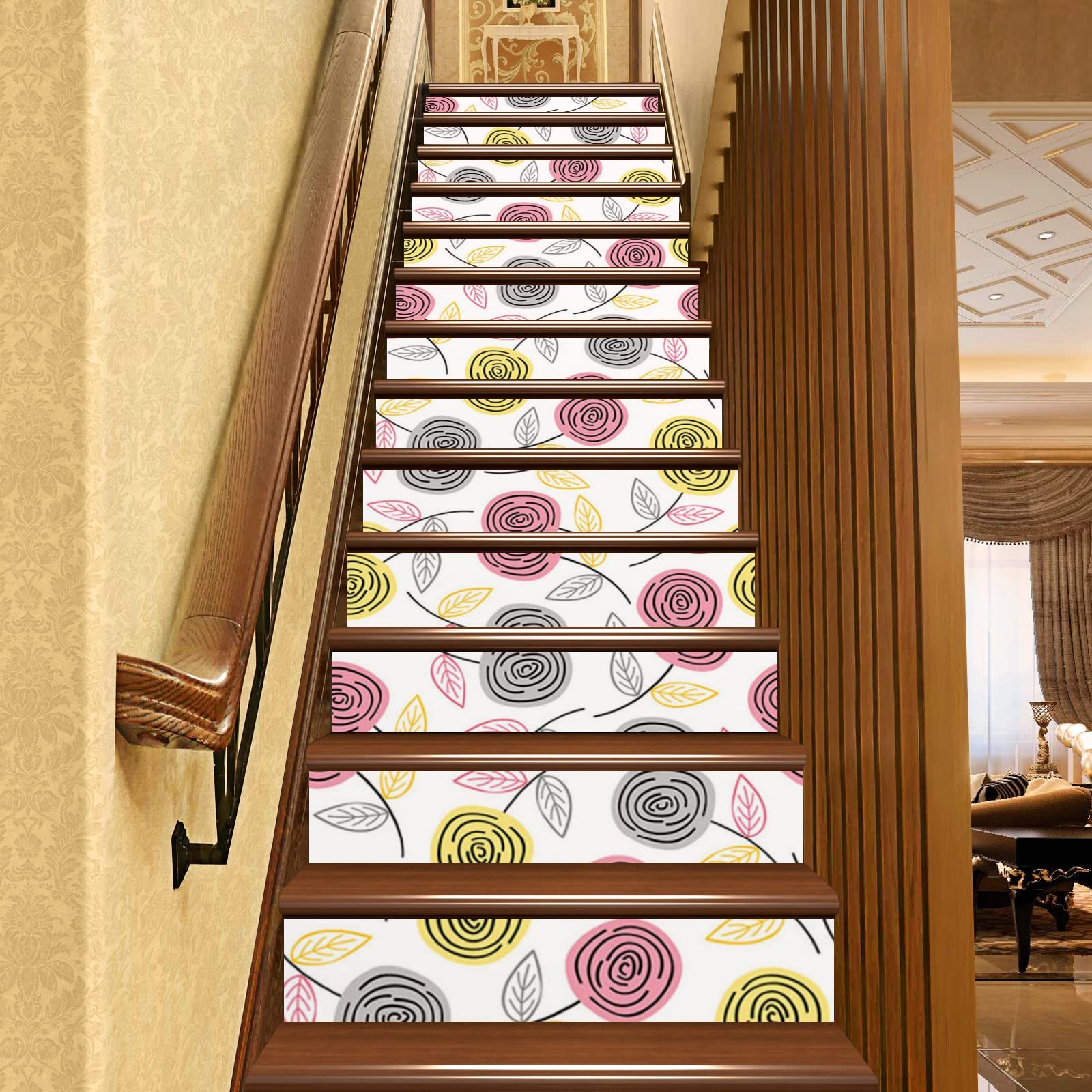 Cashew Flowers Stair Stickers Abstract Art Stairs Riser Decals Self ...