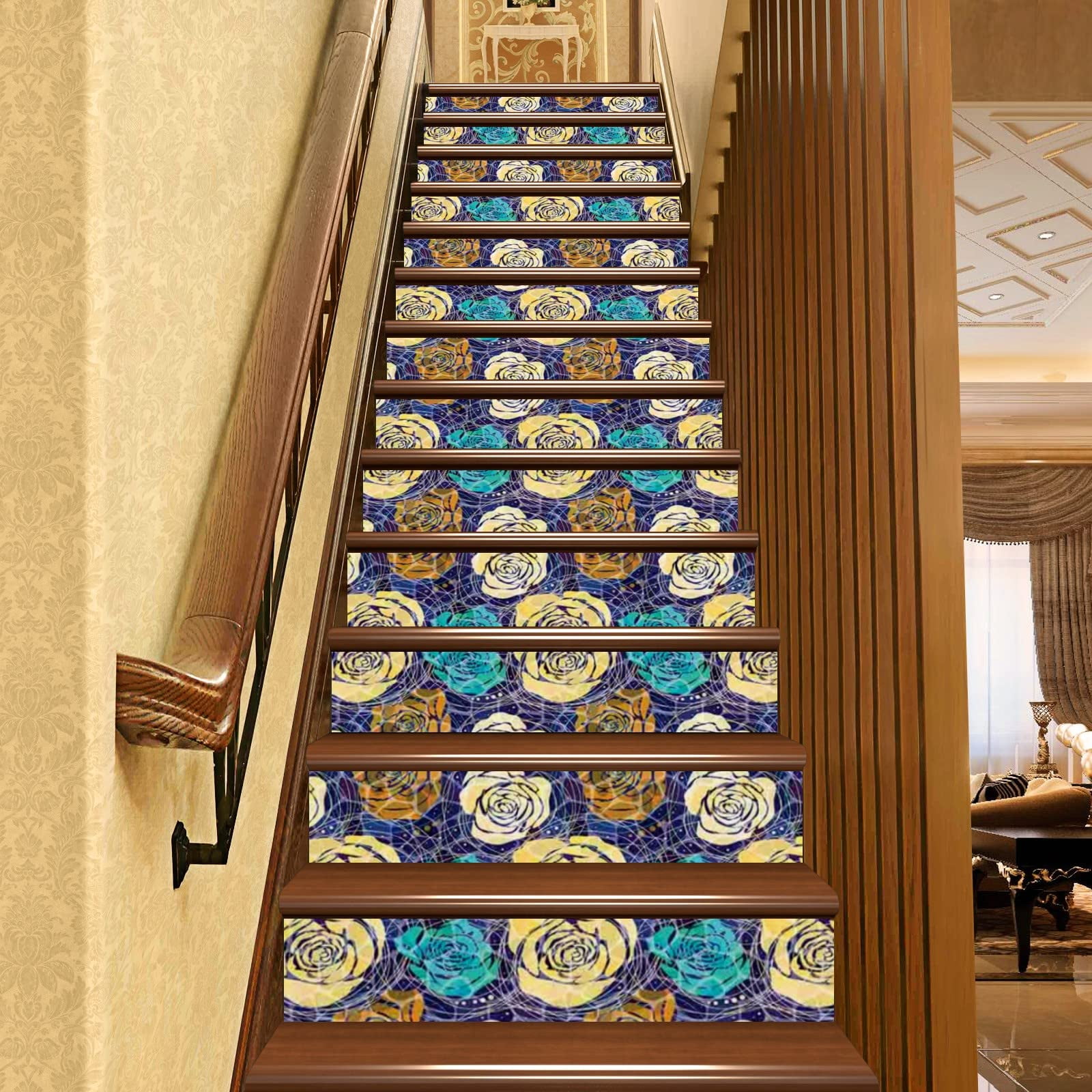 Cashew Flowers Stair Stickers Abstract Art Stairs Riser Decals Self ...