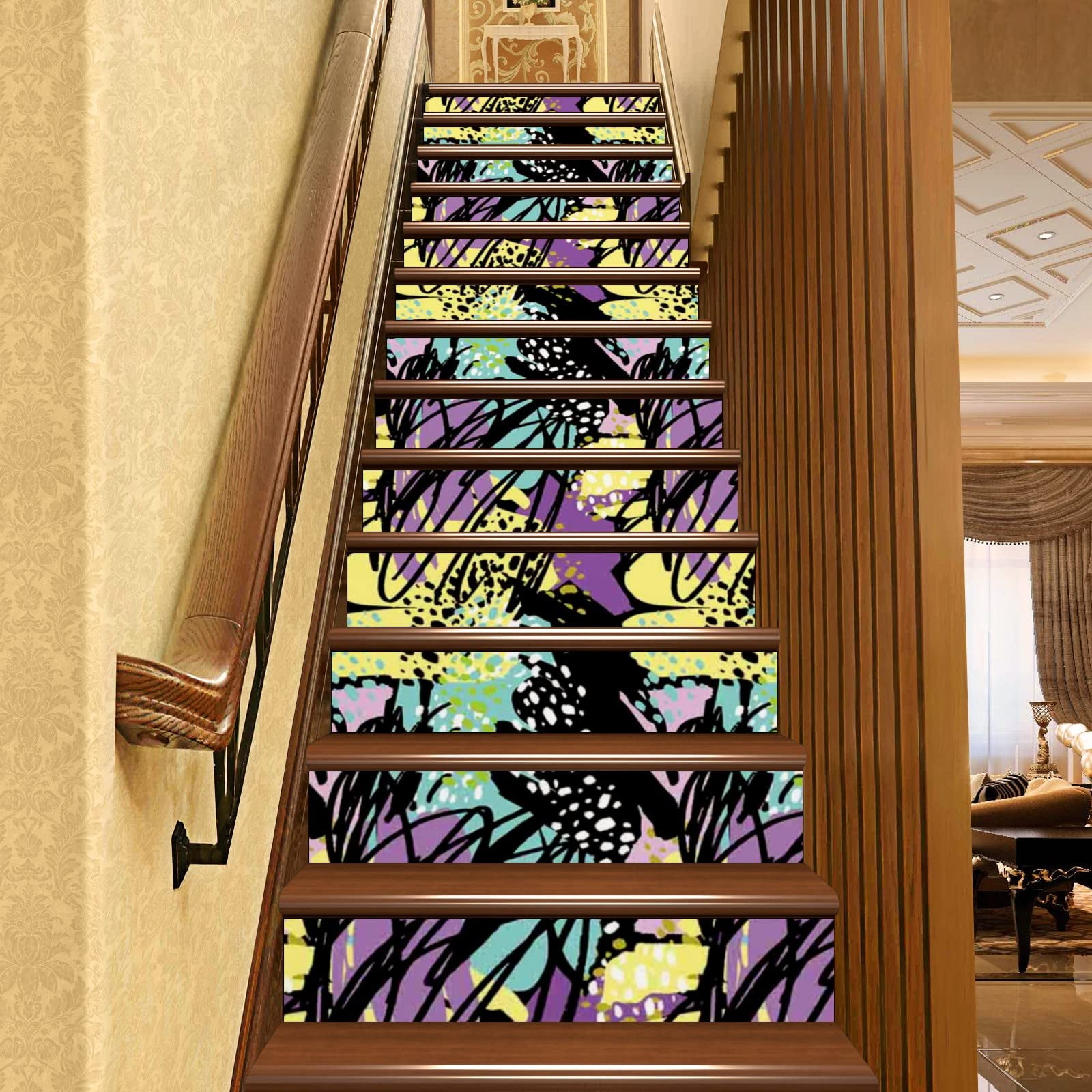 Cashew Flowers Stair Stickers Abstract Art Stairs Riser Decals Self ...