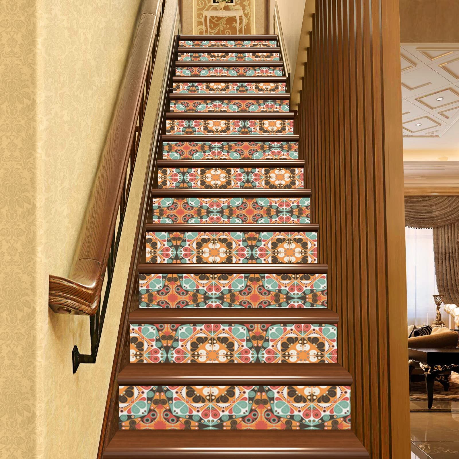 Cashew Flowers Stair Stickers Abstract Art Stairs Riser Decals Self ...