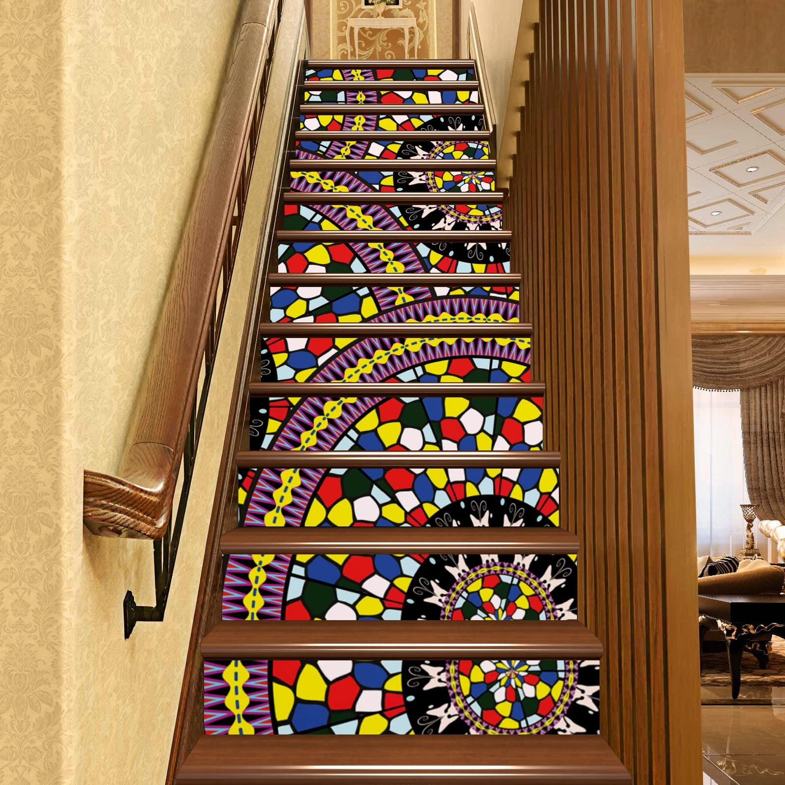 Cashew Flowers Stair Stickers Abstract Art Stairs Riser Decals Self ...