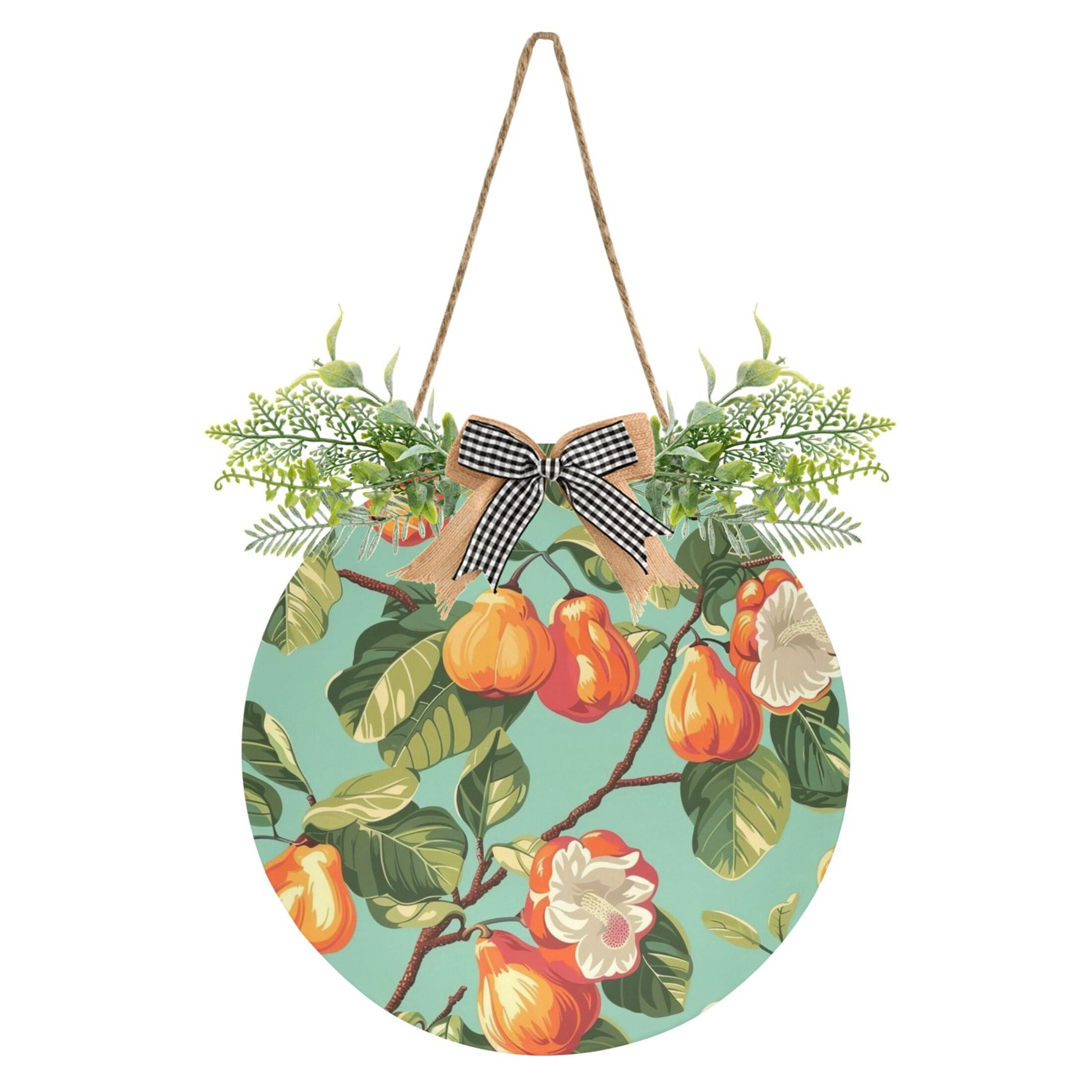 Cashew Fruit with Leaves Welcome Front Door Sign Round 12 inch Porch ...