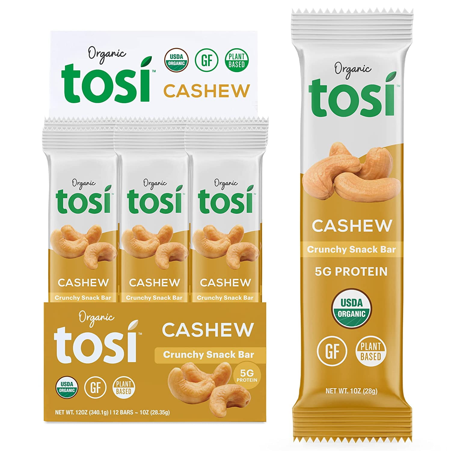 Cashew Protein Bars, Plant Based with Nuts, Gluten-Free Crunchy Snacks ...