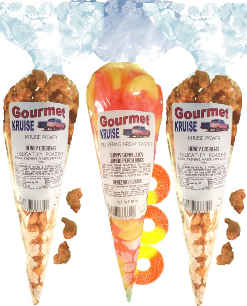 Cashews (2) Honey Salted Roasted Delicately (1) Juicy Jumbo Peach Rings ...