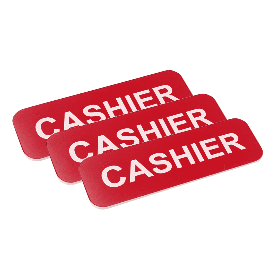 Cashier 1 x 3" Name Tag/Badge, Red, (3 Pack) - Walmart.com