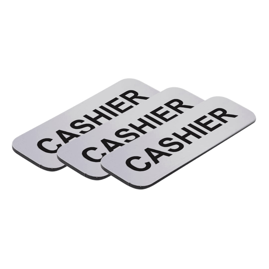 Cashier 1 x 3" Name Tag/Badge, Silver, (3 Pack) - Walmart.com