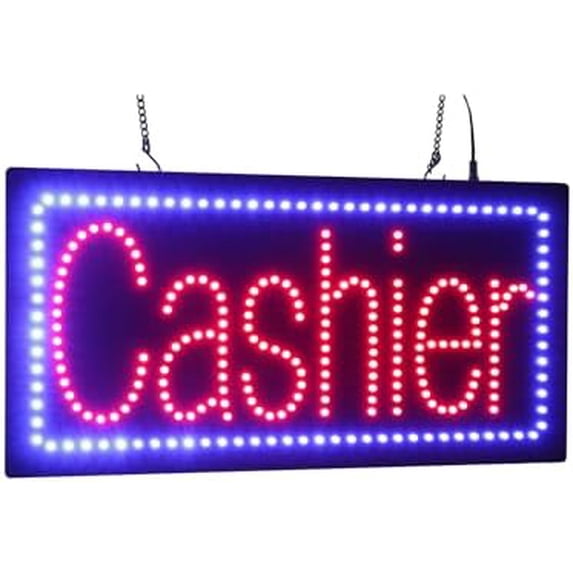 Cashier Sign, 19"x10", 48x24cm, , LED, Neon, Florescent, Signage ...