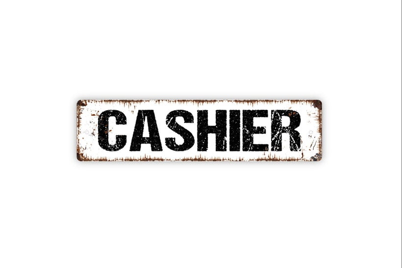 Cashier Sign Cash Register Pay Here Check Out Rustic Street Metal Sign ...