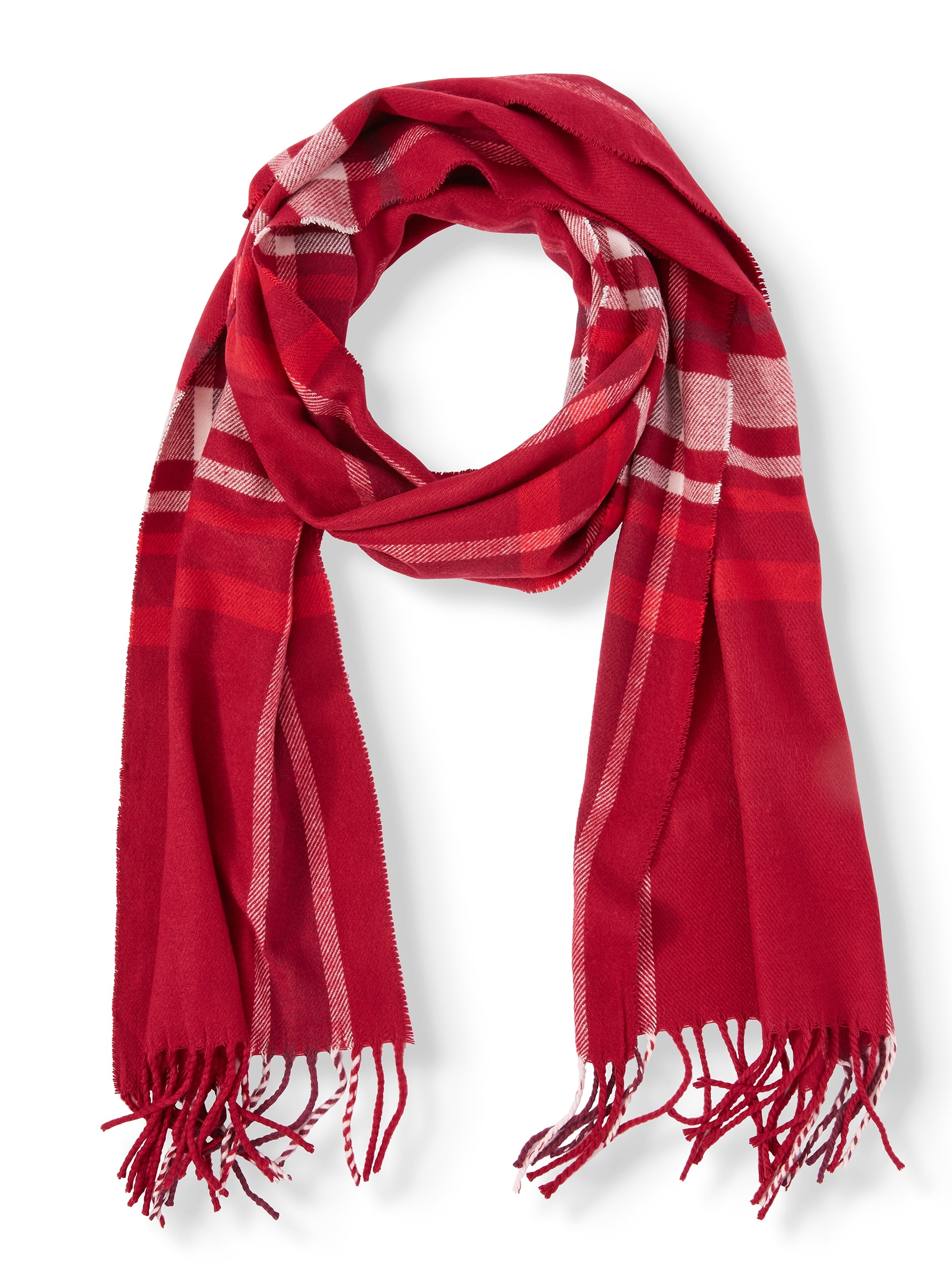 Cashmere Feel New England Plaid Scarf - 100% Acrylic - Super Soft - Red ...