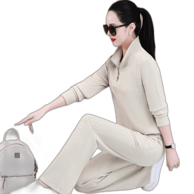 Cashmere High End Leisure Sportswear Suits Womens Spring Fashion Age Reduction Loose And Thin