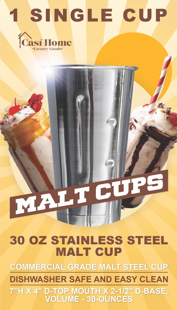 Casi Home Malt Cup Stainless Steel Commercial Grade 30 oz - Walmart.com
