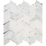 Casia Roya Chevron Polished Marble Porcelain/Mirrored Glass Mosaic Wall ...