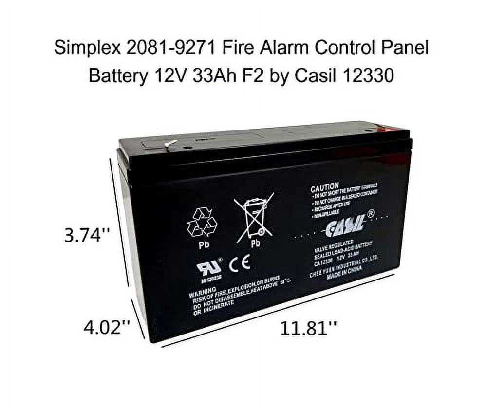 Casil 12V 33Ah F2 Terminal Replacement Battery Compatible with Simplex ...