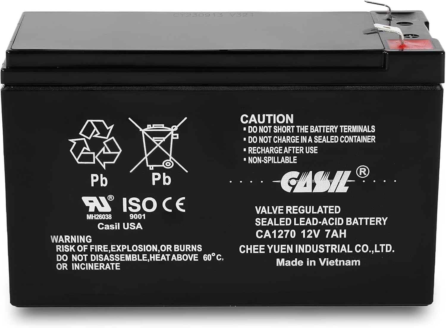 Casil 12V 7AH Battery CA1270 Sealed Lead Acid Security Alarm Battery ...