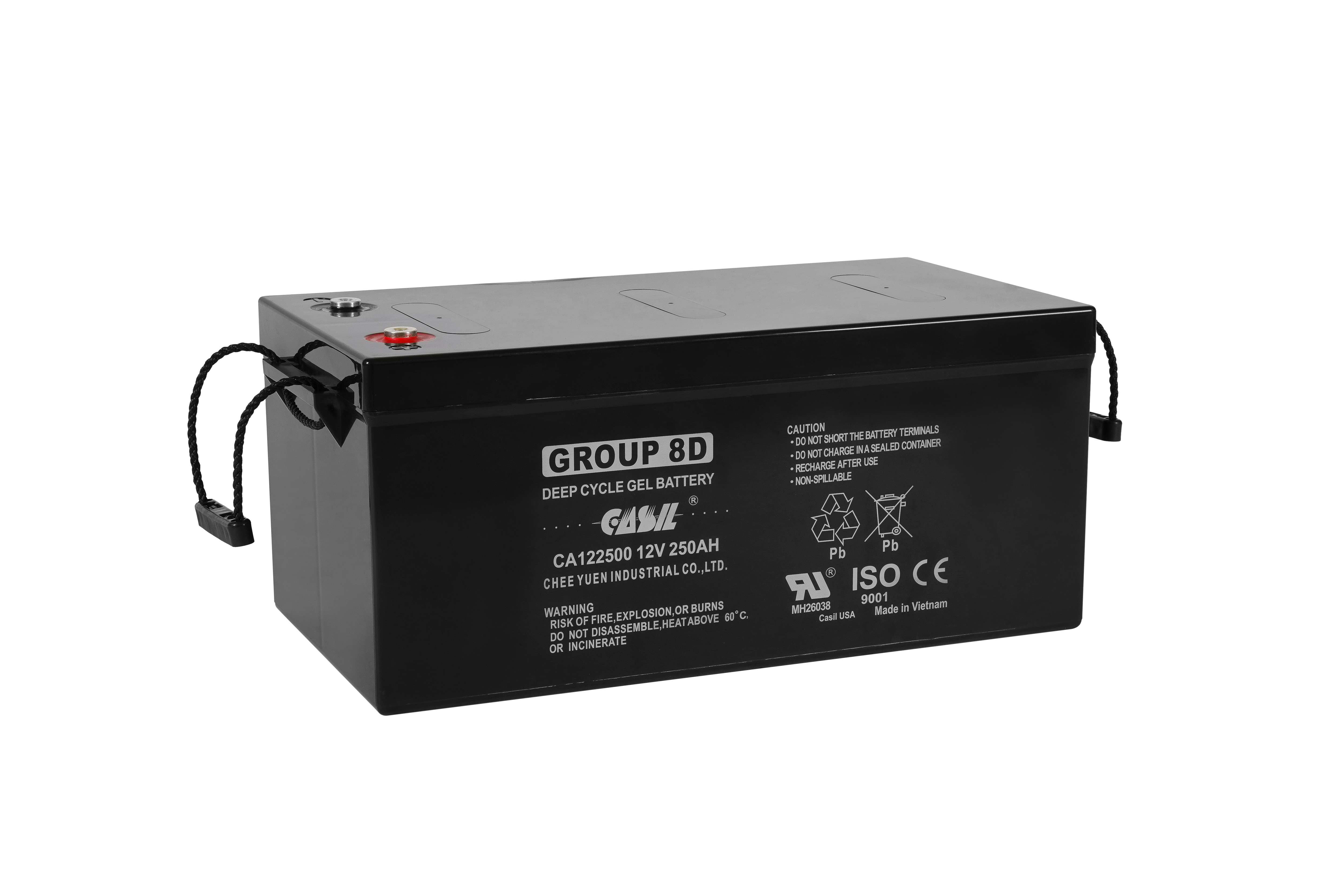 Casil 12v 250ah AGM Deep Cycle Sealed Lead Acid Group 8D Rechargeable ...