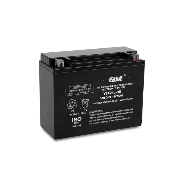 Casil Powersports Battery YTX24HL-BS 12V 21Ah 330CCA AGM Rechargeable ...