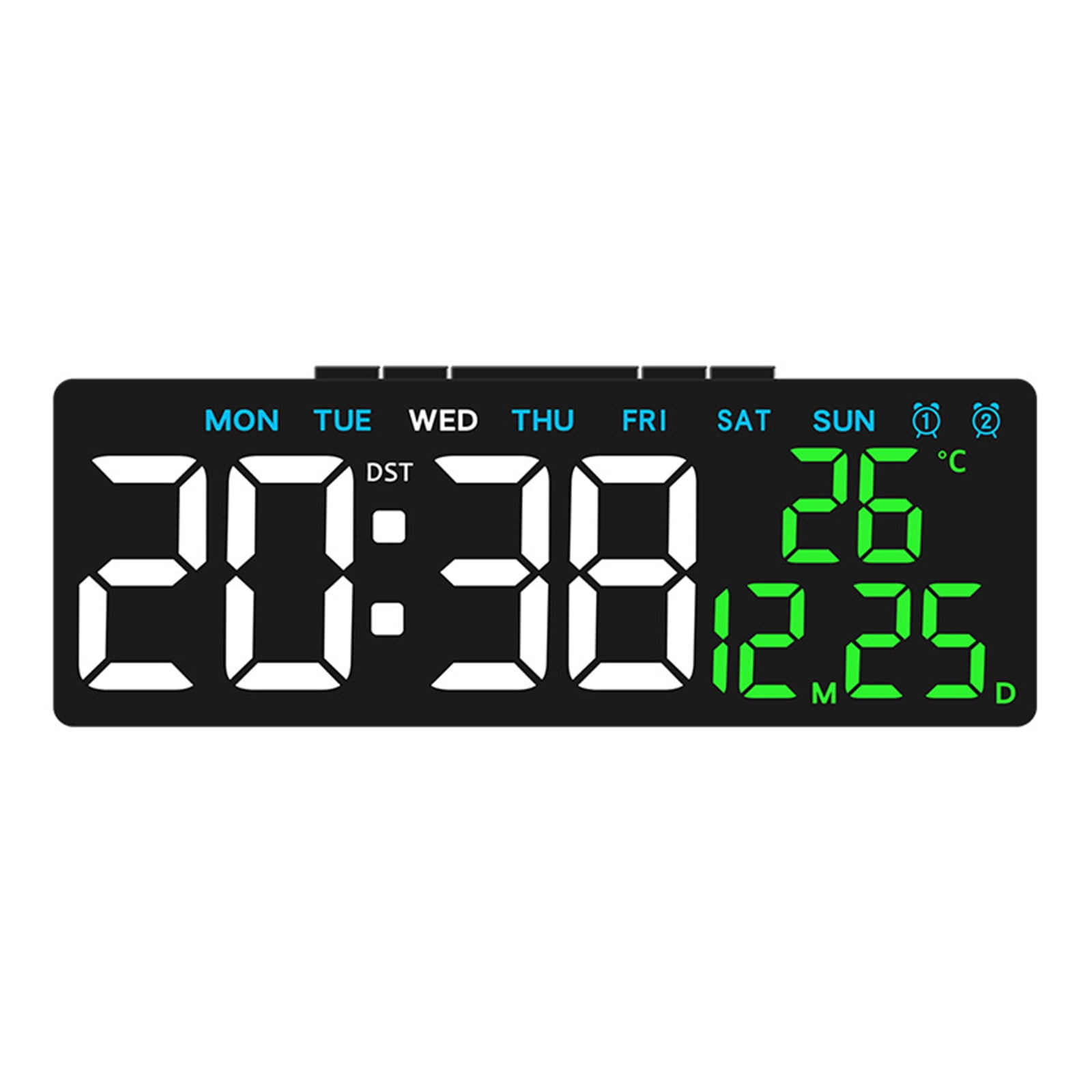 Casing LED Digital Desk Clock with Calendar and Thermometers for ...