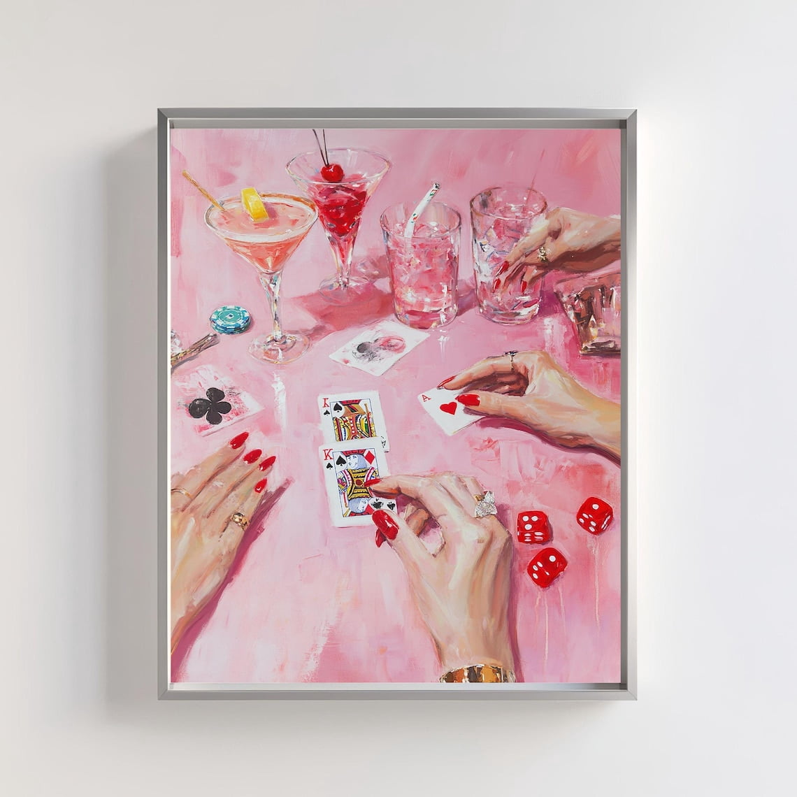Casino Art Print, Girls Glamorous Poker Night Decor, Vintage Playing ...