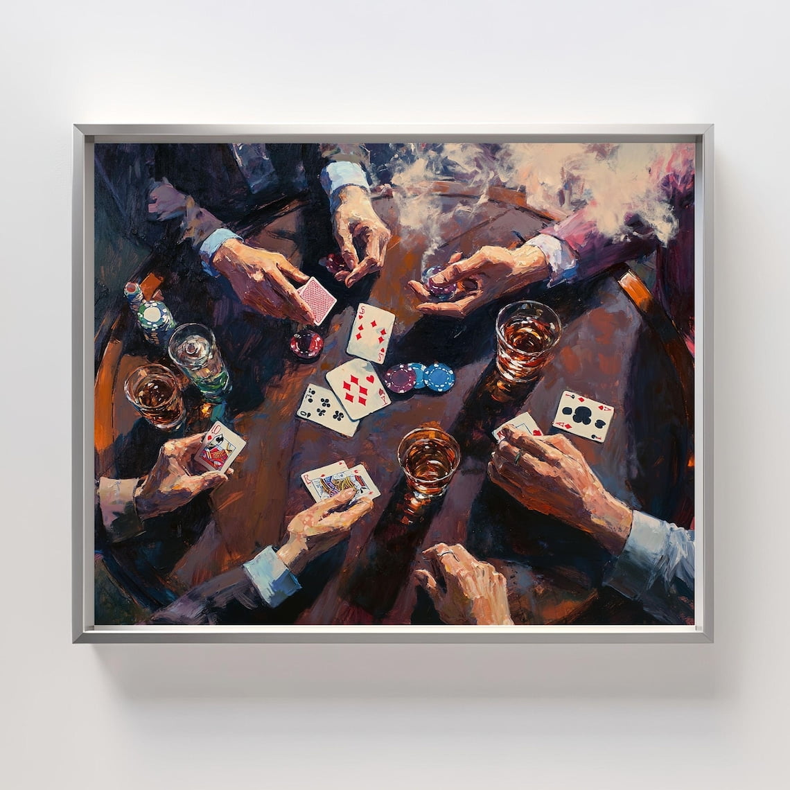 Casino Art Print, Poker Night Decor, Vintage Gambling Scene, Card Game ...
