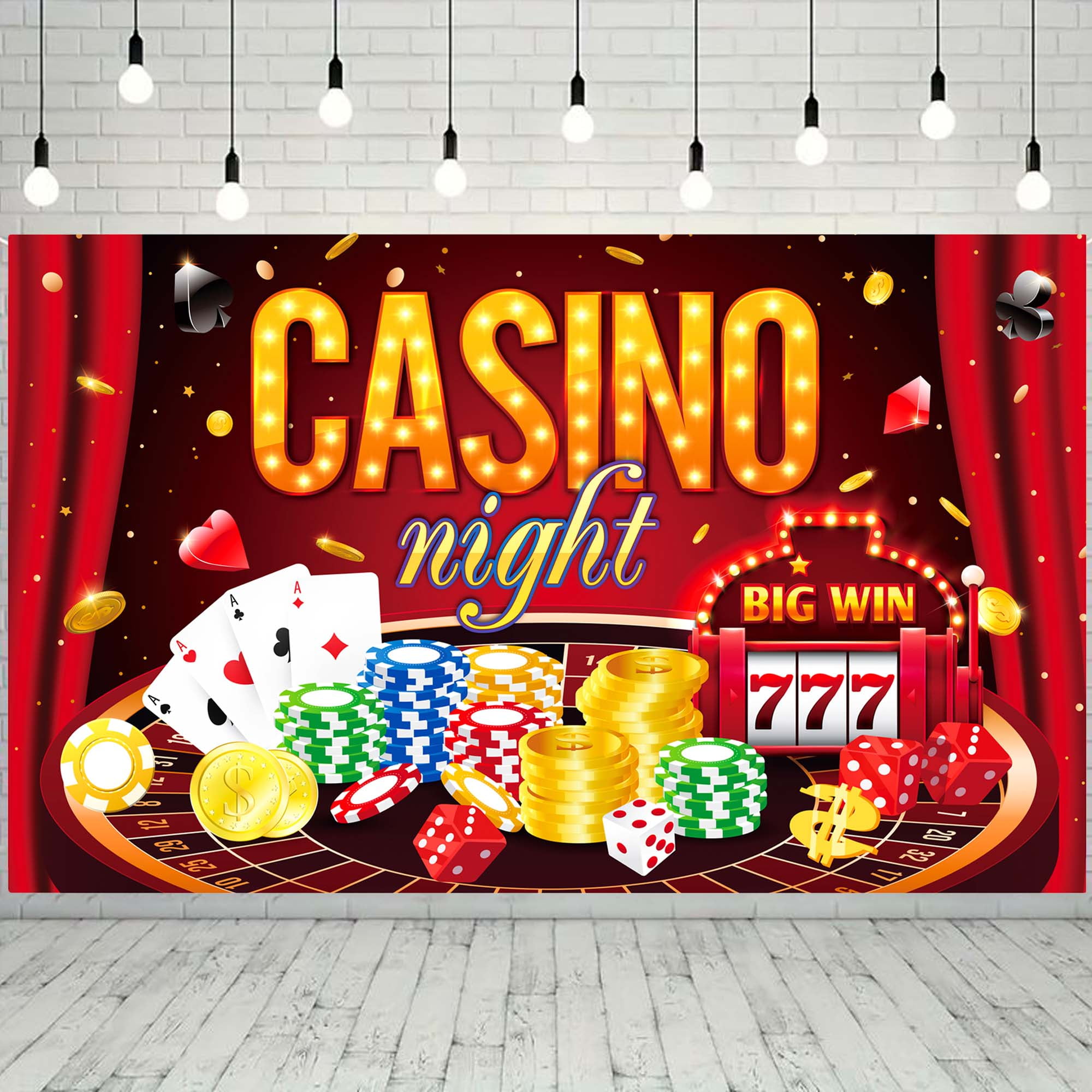 Casino Party Backdrop - 71" x 43" Casino Theme Background/Casino Theme ...