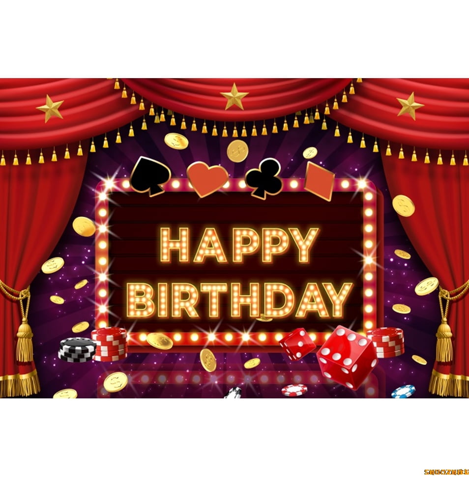 Casino Backdrop Solitaire Dice Red Curtain Kid Adult Birthday Party ...